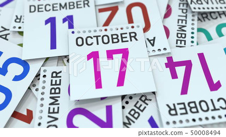 October 17 date on calendar leaf. 3D rendering - Stock Illustration ...