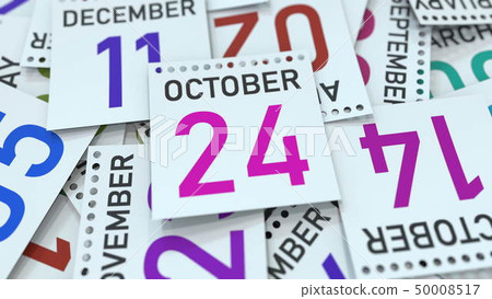 Calendar leaf with October 24 date, 3D rendering - Stock Illustration ...