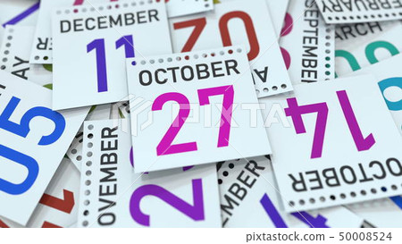October 27 date on calendar leaf. 3D rendering - Stock Illustration ...