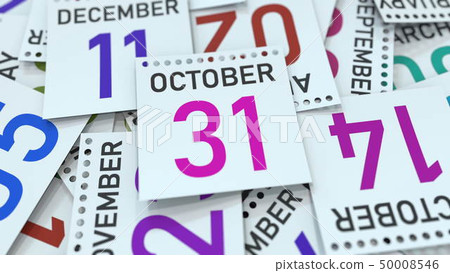 Calendar page shows October 31 date. 3D rendering - Stock Illustration ...