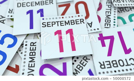 Calendar page shows September 11 date, 3D... - Stock Illustration ...