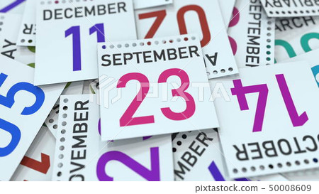 September 23 date on calendar leaf among other... - Stock Illustration ...