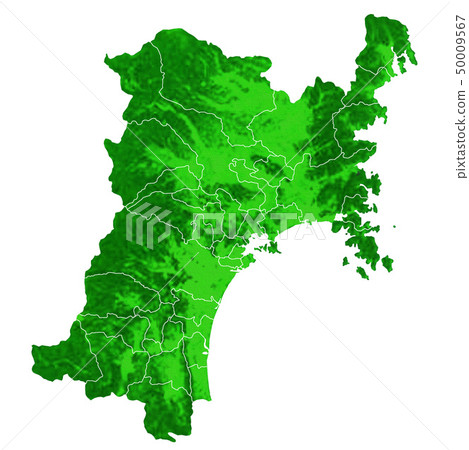 Miyagi Prefecture Map and Municipal Boundaries - Stock Illustration ...