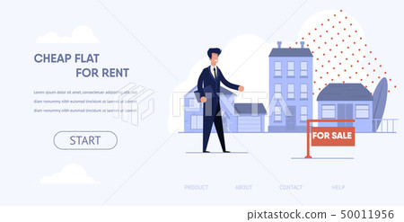 Flat Cartoon Inscription Cheap Flat for Rent. - Stock Illustration ...