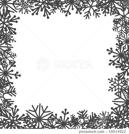Square frame with snowflakes on white background - Stock Illustration ...