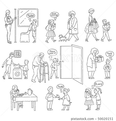 Vector good behaviour and manners of kids set - Stock Illustration ...