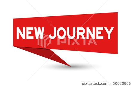 Red paper speech banner with word new journey - Stock Illustration ...