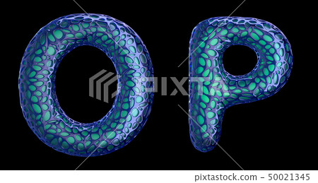 Realistic 3D letters set O, P made of blue... - Stock Illustration ...