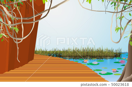 vector, wood, walkway - Stock Illustration [50023618] - PIXTA