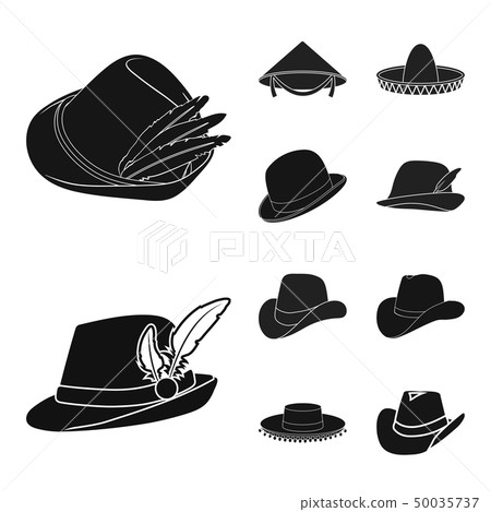 Vector illustration of hat and cap symbol. Set... - Stock Illustration ...