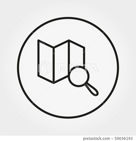 Map and Magnifying Glass. Icon. Vector. Thin line - Stock Illustration ...
