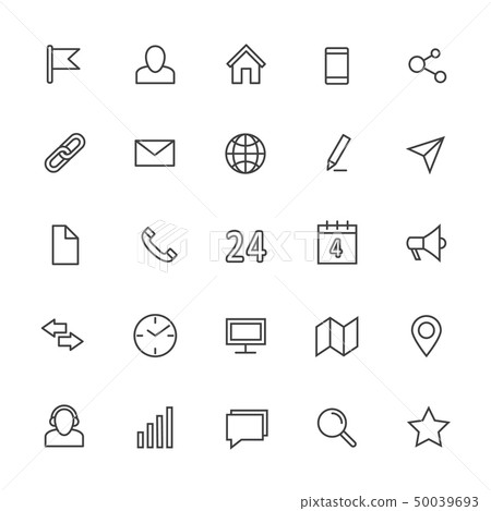 Contact line vector icons. Media and internet... - Stock Illustration ...
