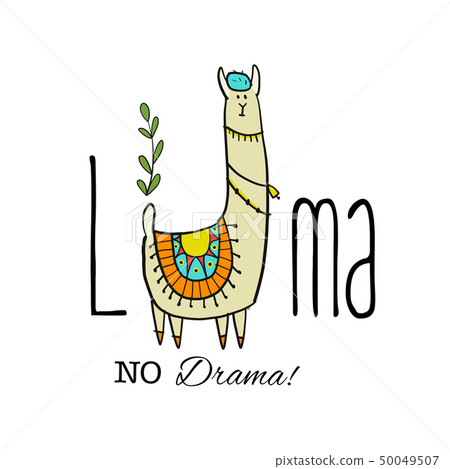 Cute lama character. Greeting card for your design - Stock Illustration ...