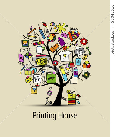 Printing house, sketch for your design - Stock Illustration [50049510 ...