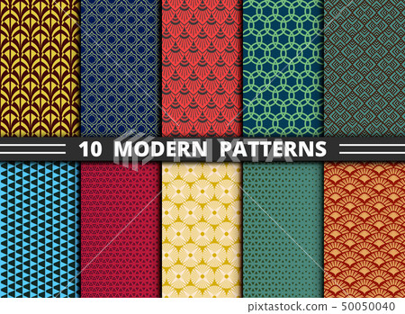 Set of abstract modern pattern design colorful - Stock Illustration ...
