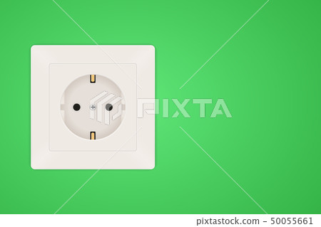 Power socket. European Type F socket on green... - Stock Illustration ...