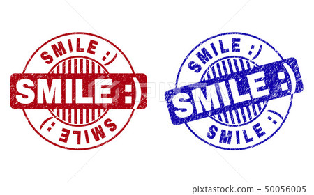 Grunge SMILE Smile Textured Round Stamps - Stock Illustration [50056005 ...