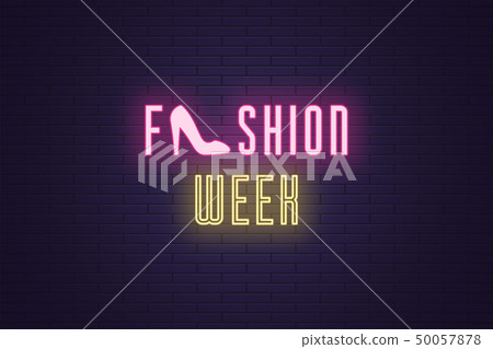 Neon composition of headline Fashion Week. Text - Stock Illustration ...