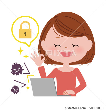 Women who operate a computer / Virus protection - Stock Illustration ...