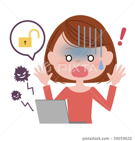 Women who operate a computer / Virus protection - Stock Illustration ...