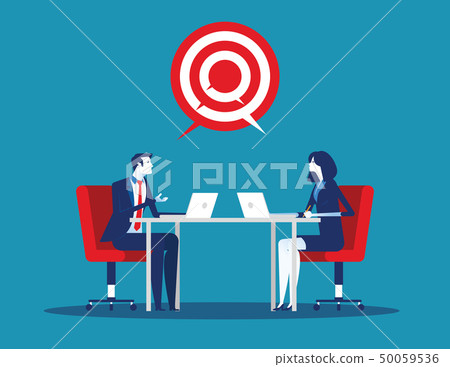 Two business meeting and talking to target. - Stock Illustration ...