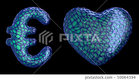 Symbol collection euro and heart made of blue... - Stock Illustration ...