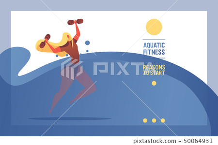 Vector flat illustration with water aerobics - Stock Illustration ...