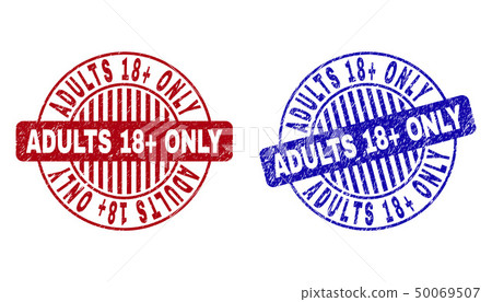 Grunge ADULTS 18 Plus ONLY Textured Round Stamps - Stock Illustration ...