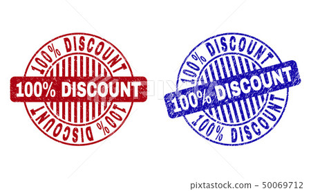 Grunge 100 Percents DISCOUNT Textured Round... - Stock Illustration ...