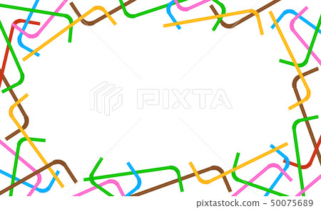 banner frame of straws colorful on white - Stock Illustration [50075689 ...