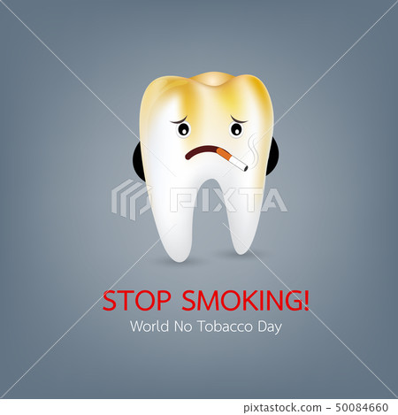 Cartoon tooth character smoking. - Stock Illustration [50084660] - PIXTA