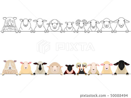 Sheep border face - Stock Illustration [50088494] - PIXTA