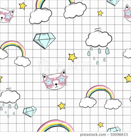 cute seamless pattern - Stock Illustration [50096633] - PIXTA