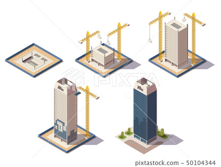 Skyscrapers Construction Isometric Composition - Stock Illustration ...