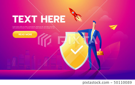 Businessman Protecting business With Shield.... - Stock Illustration ...