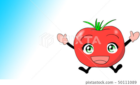 Tomato chan character blue background - Stock Illustration [50111089 ...