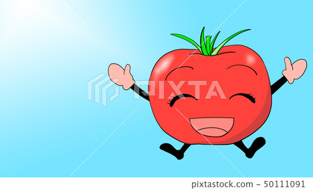 Tomato smile character blue background - Stock Illustration [50111091 ...