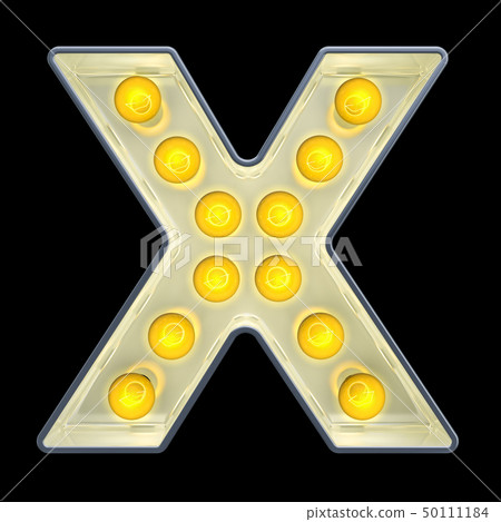 Light bulb letter X, retro glowing font - Stock Illustration [50111184 ...