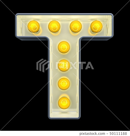 Light bulb letter T, retro glowing font - Stock Illustration [50111188 ...