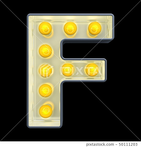 Light bulb letter F, retro glowing font - Stock Illustration [50111203 ...