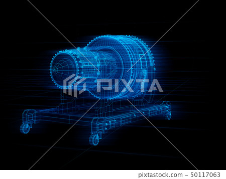 Wireframe image of an x-ray style jet engine.... - Stock Illustration ...