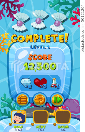 Background template for computer game with ocean-插圖素材 [50121204] - PIXTA圖庫