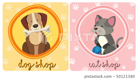Dog shop signs with cat and dog - Stock Illustration [50121380] - PIXTA