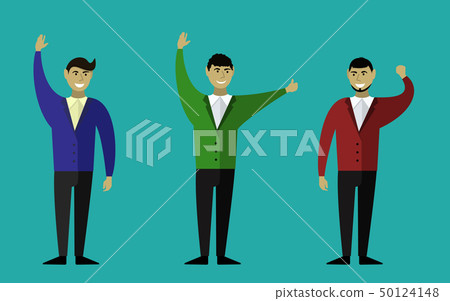 Three men on a blue background. - Stock Illustration [50124148] - PIXTA