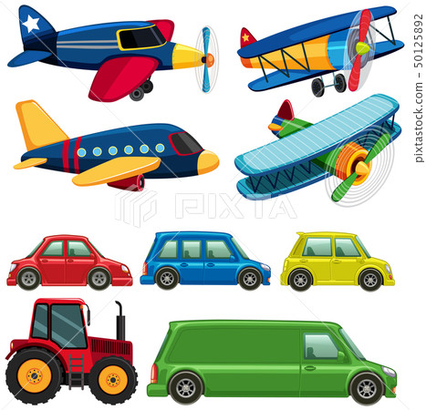 Different types of vehicles on white background - Stock Illustration ...