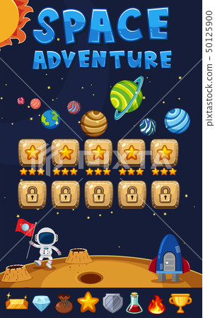 Game template with space adventure background - Stock Illustration ...
