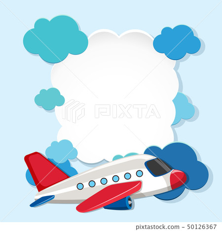 Border template with white airplane - Stock Illustration [50126367] - PIXTA