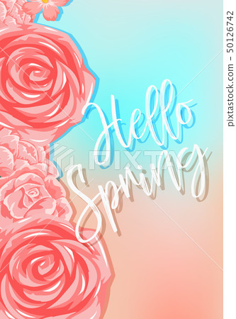Background design with pink roses and word hello - Stock Illustration ...