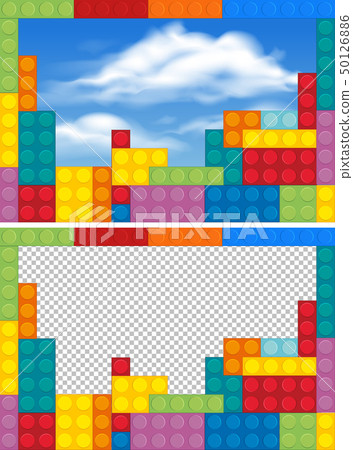 Border templates with colorful blocks - Stock Illustration [50126886 ...