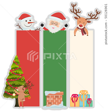 Christmas banner template with tree and santa - Stock Illustration ...